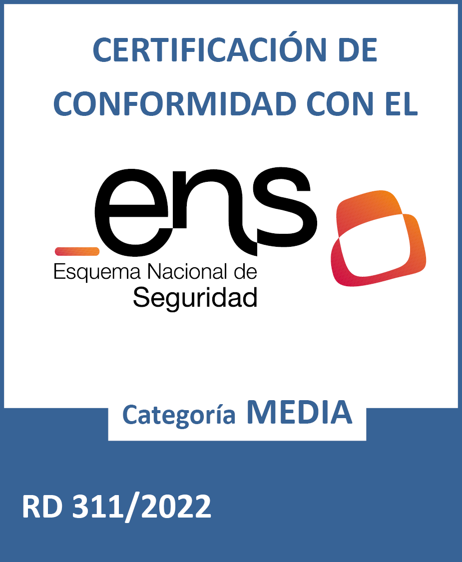 Logo ENS - Certificado de Conformidad con el Esquema Nacional de Seguridad - Categoría Media (Abre nueva ventana)